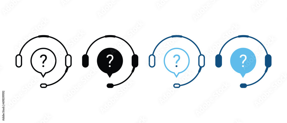 FAQ Silhouette Icon Set. Question and Answer Pictogram. Customer Support Service Symbol ...