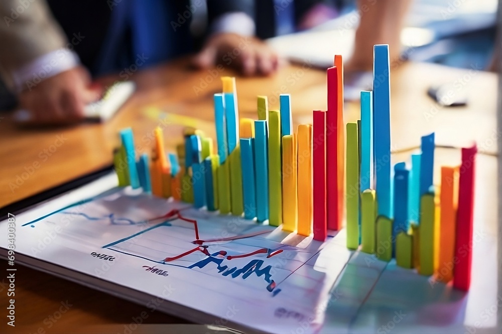 3D Bar Graph Showing Business Growth in a Meeting, Data Analysis and ...