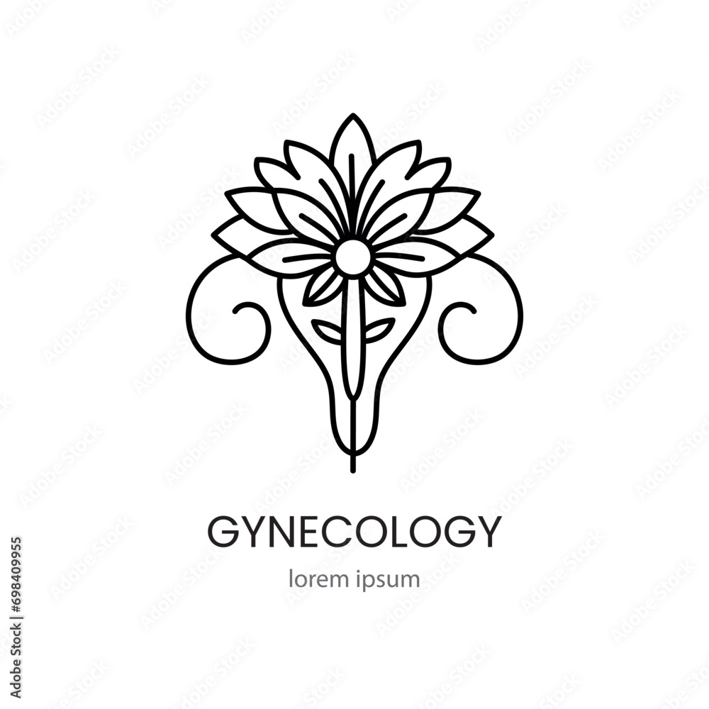 Logo gynecology flower in the shape of the female reproductive system ...