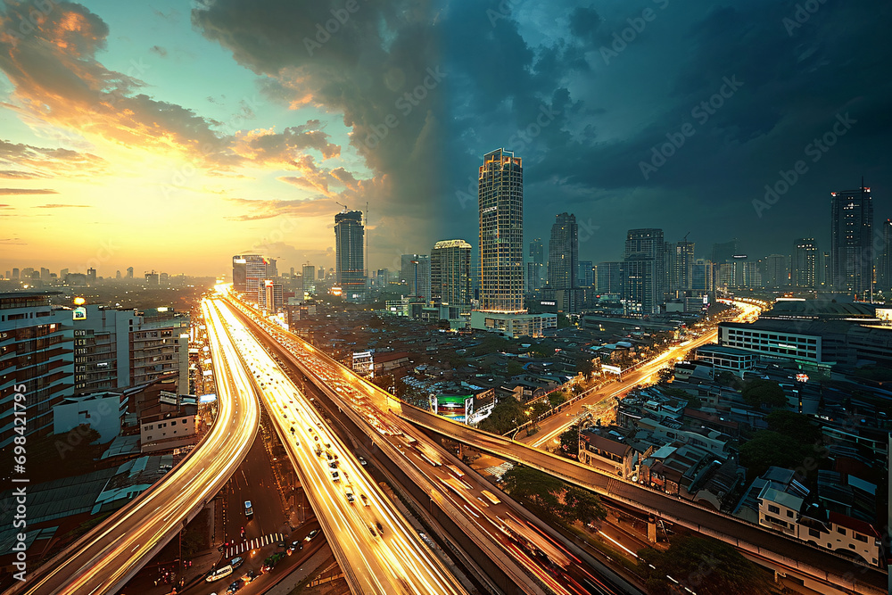 dynamic and bustling nature of rapid urban development: towering ...