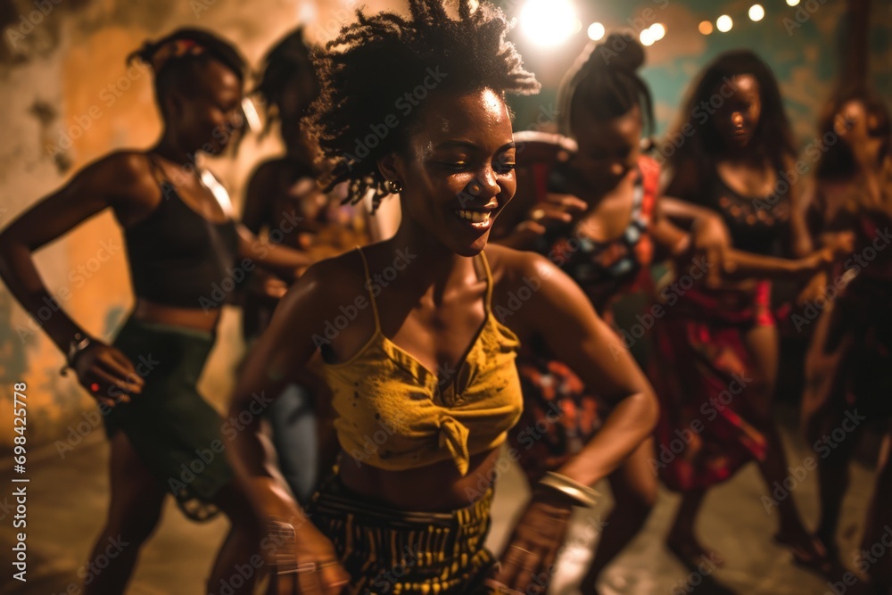 Group of young black african beauty women in their forties ...