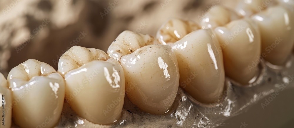 Application of BL1 color on ceramic crowns and veneers. Stock Photo ...