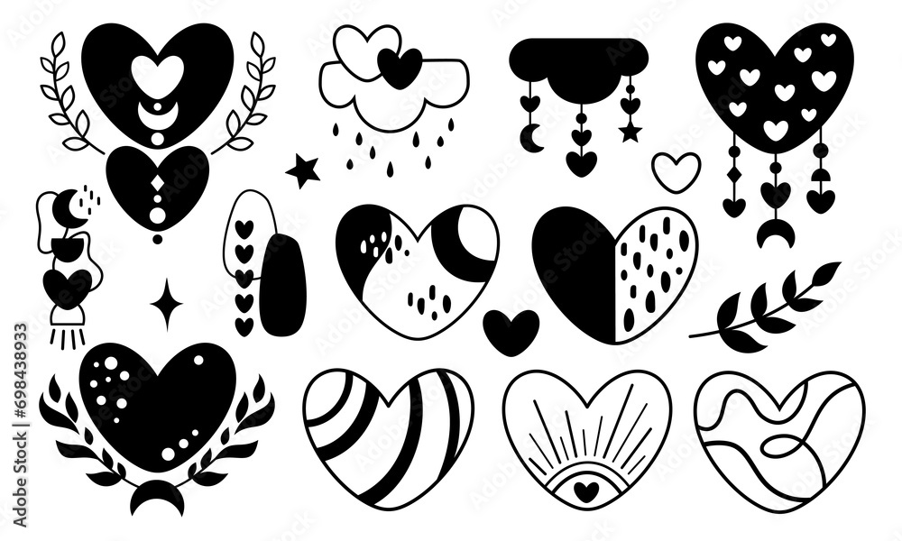 Black and white heart clipart. Valentines day clipart. Valentine hearts ...