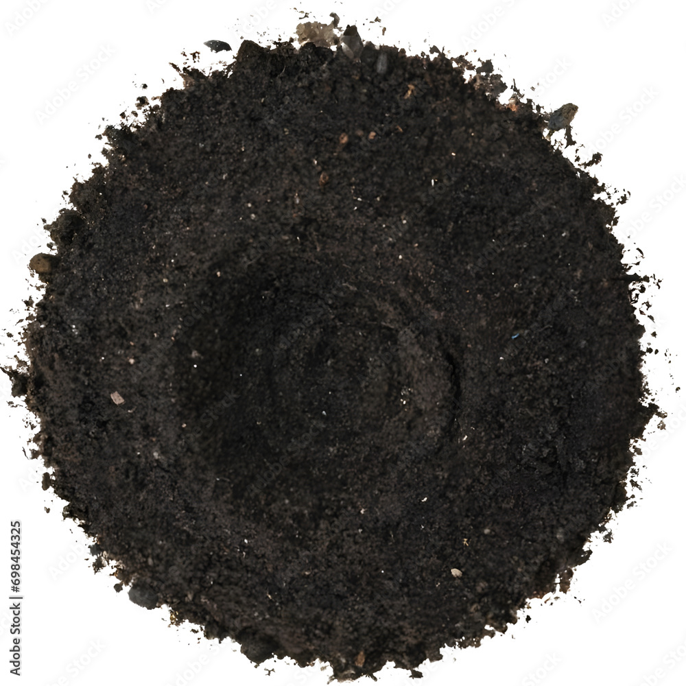 bird's eye view of a texture humus soil on a white background. png ...