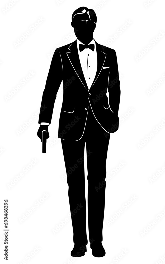 Spy, Secret Agent Silhouette. Vector clipart isolated on white. Stock ...