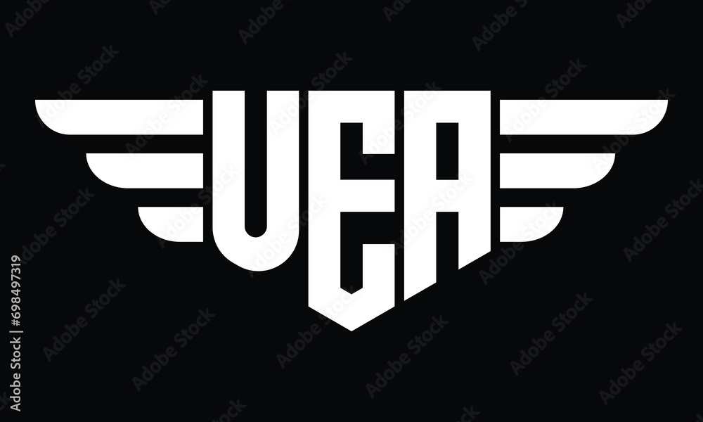 Vecteur Stock UEA three letter logo, creative wings shape logo design ...