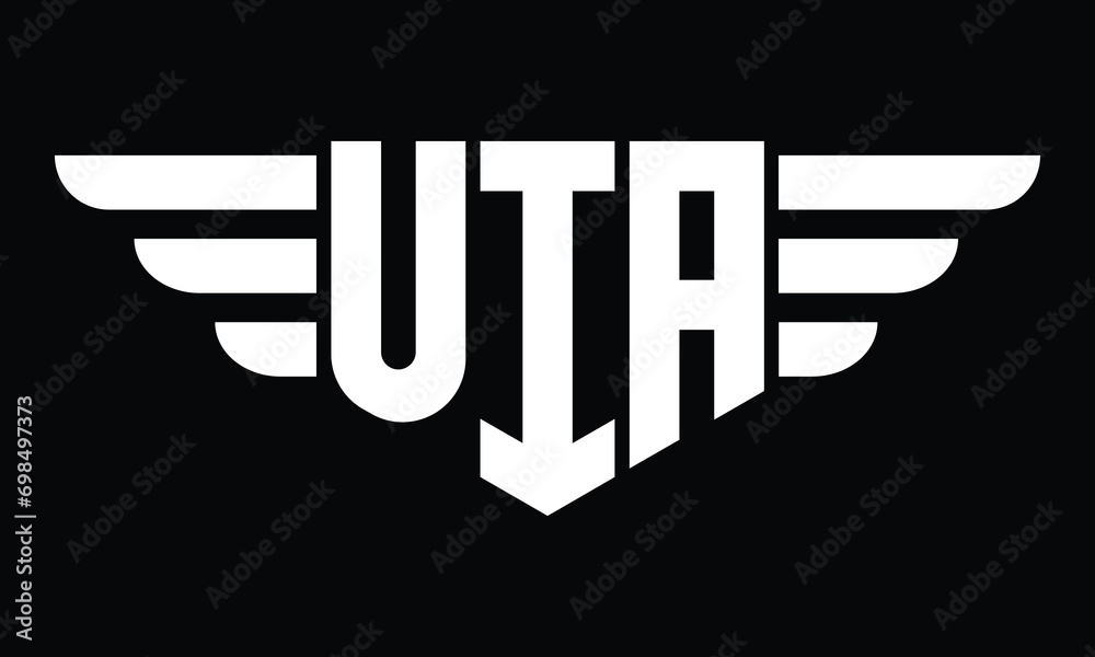 UIA three letter logo, creative wings shape logo design vector template ...