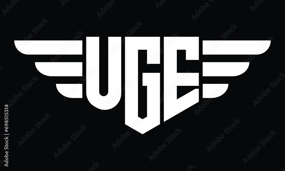 Vecteur Stock UGE three letter logo, creative wings shape logo design ...