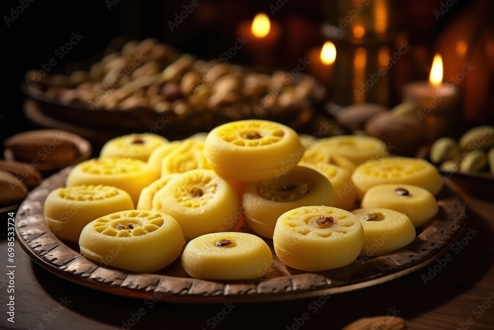 Indian sweets pedha for diwali festival made from milk Stock Photo ...