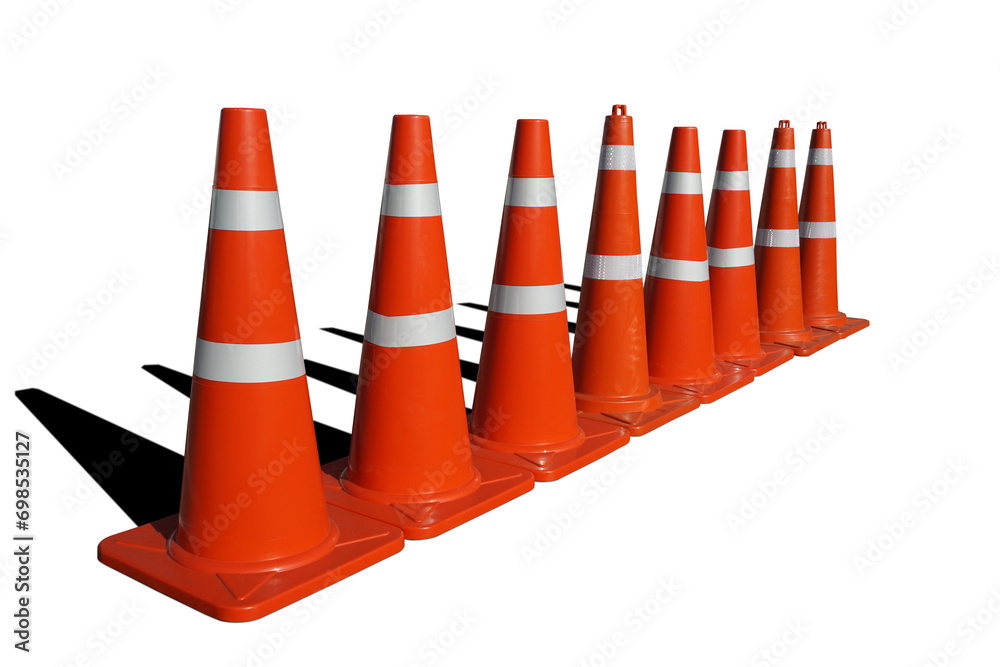 Road traffic cone, white-marked parking lot, and road traffic cones use ...