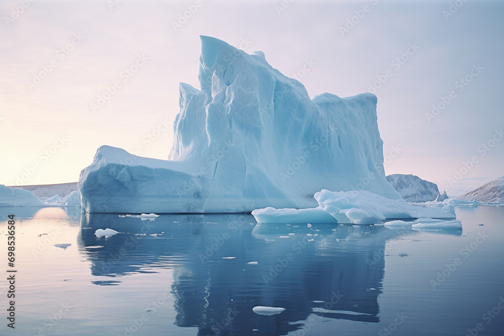 Majestic photograph of a massive iceberg floating in glacial waters ...