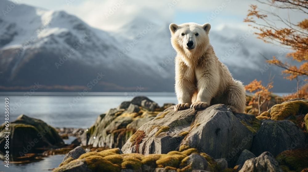 Photograph capturing the regal presence of a polar bear in its Arctic ...