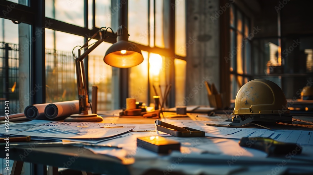 Foto de Architect concept and architectural project desk in ...