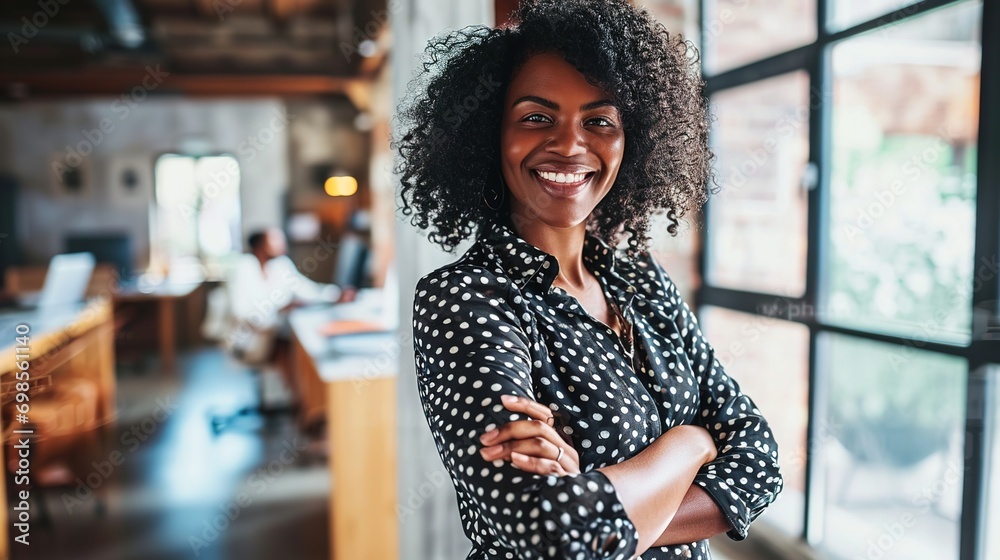 Happy human resources manager smile, leadership and vision for success ...