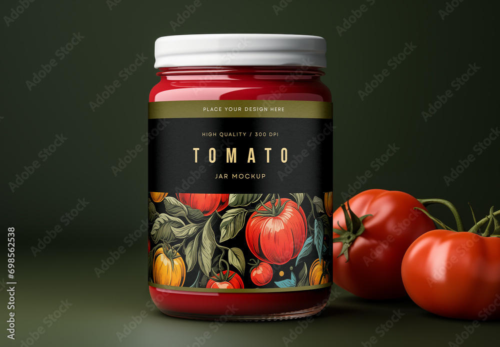 Tomato Jar Mockup Generated With AI Stock Template | Adobe Stock
