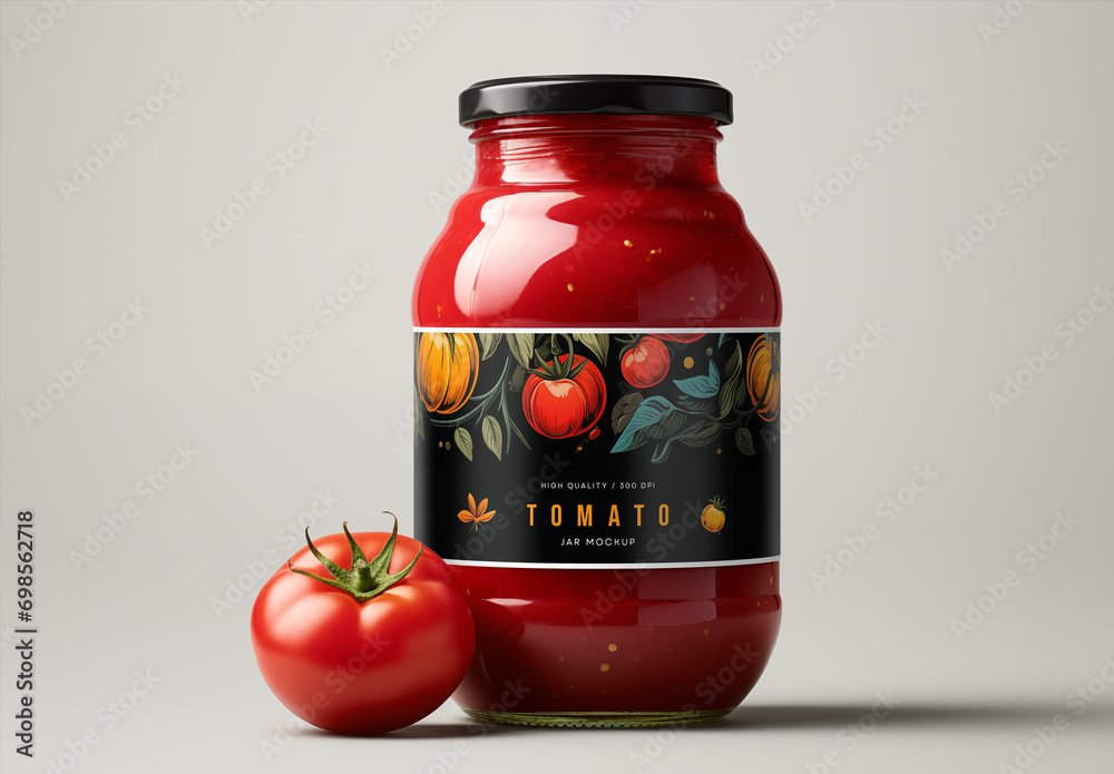 Tomato Jar Mockup Generated With AI Stock Template | Adobe Stock