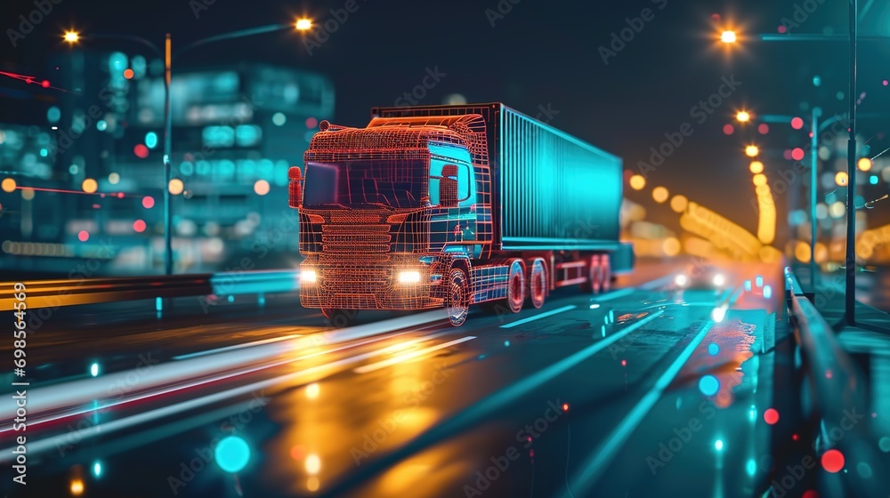 Logistics concept, Truck of logistics network distribution and smart ...