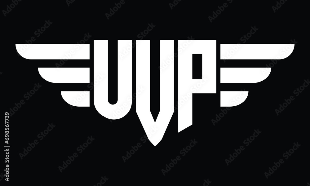 UVP three letter logo, creative wings shape logo design vector template ...