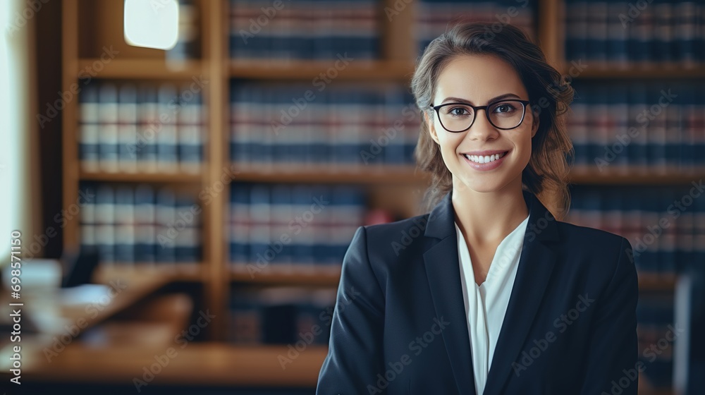 Happy and woman lawyer portrait in office with optimistic smile for ...