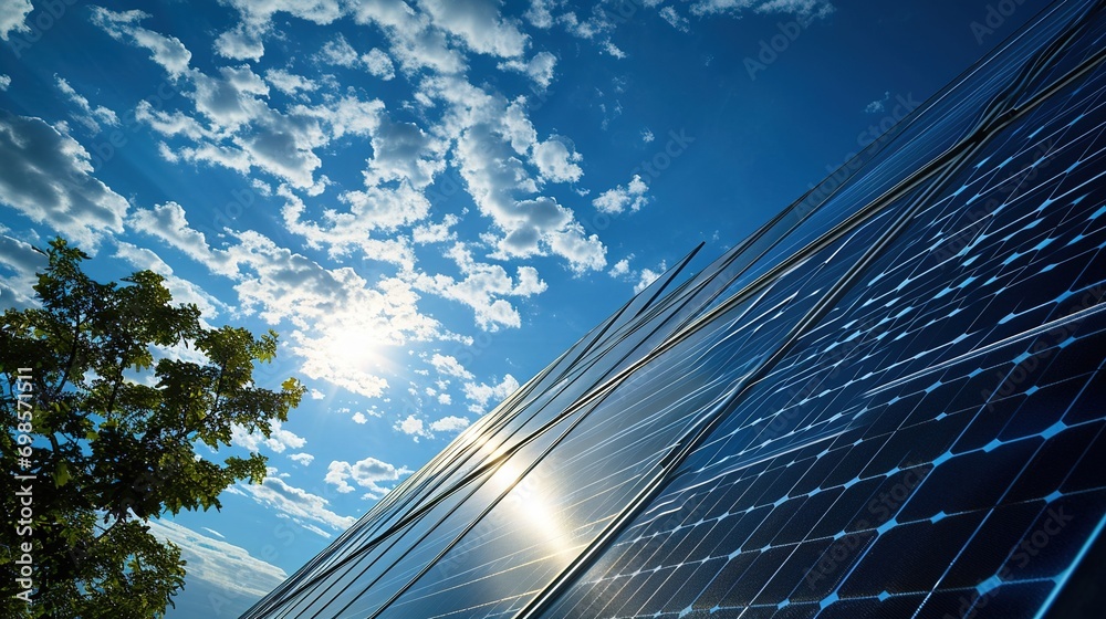 Renewable, clean and green energy with solar panels for future eco ...