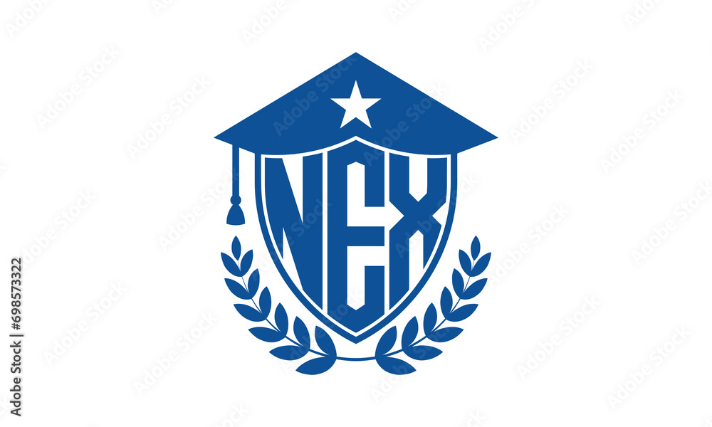 NEX three letter iconic academic logo design vector template. monogram ...