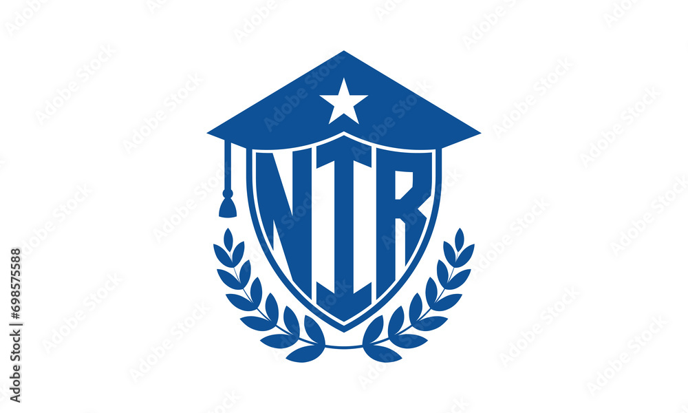 NIR three letter iconic academic logo design vector template. monogram ...