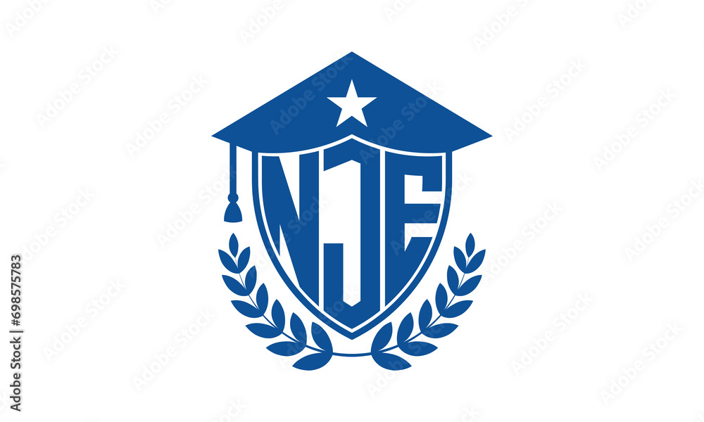 Vetor de NJE three letter iconic academic logo design vector template ...