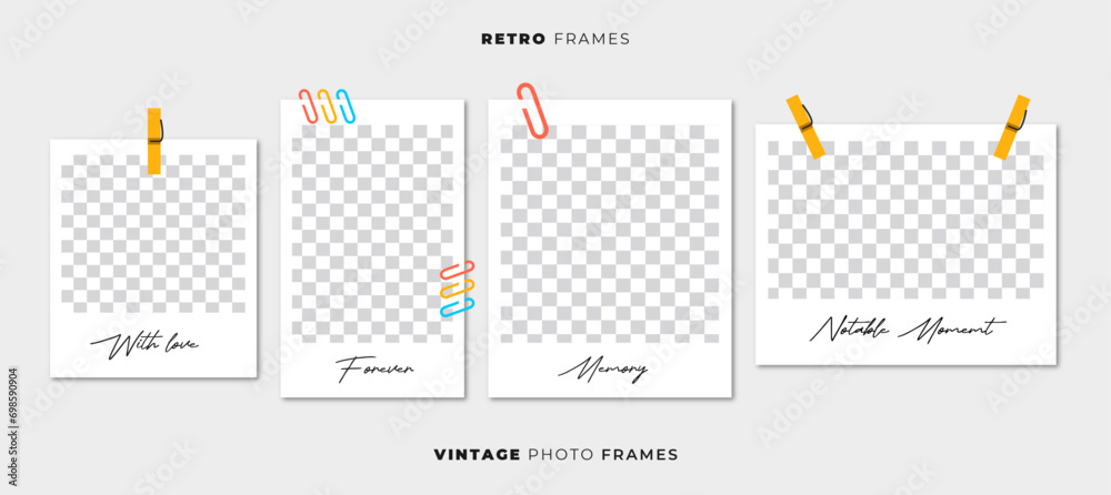Polaroid Photo Frames Cartoon Collection. Retro Colorful Photo Mockups ...