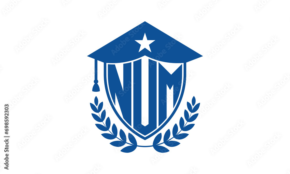 NUM three letter iconic academic logo design vector template. monogram ...
