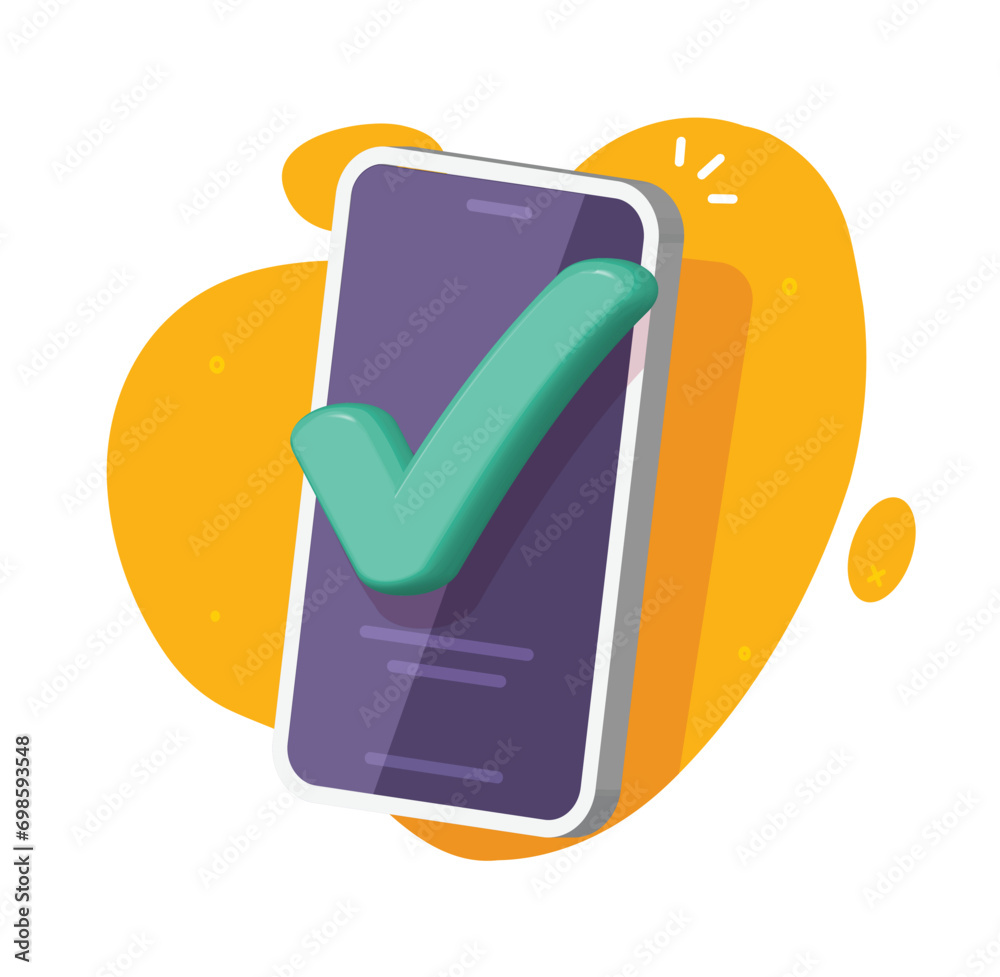 Cell phone 3d check mark vote poll icon vector graphic illustration ...