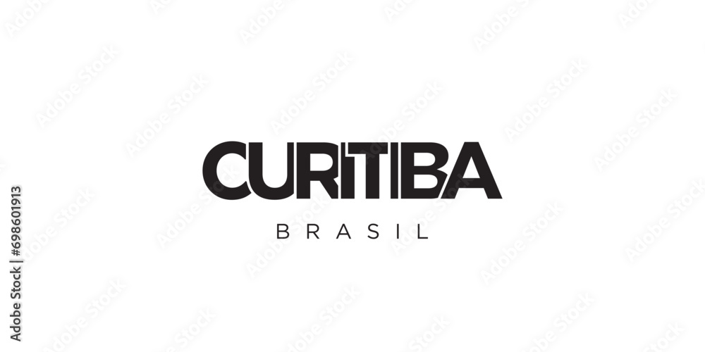 Curitiba in the Brasil emblem. The design features a geometric style ...