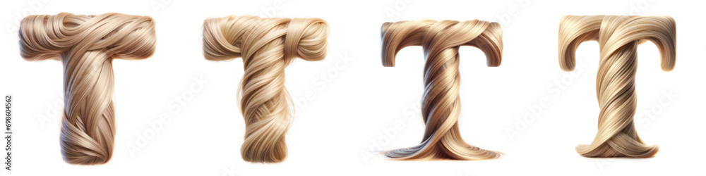 Letter T - Hair Alphabet - Hair Letter set - White background - Glamour ...