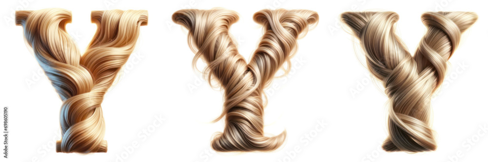 Letter Y - Hair Alphabet - Hair Letter set - White background - Glamour ...