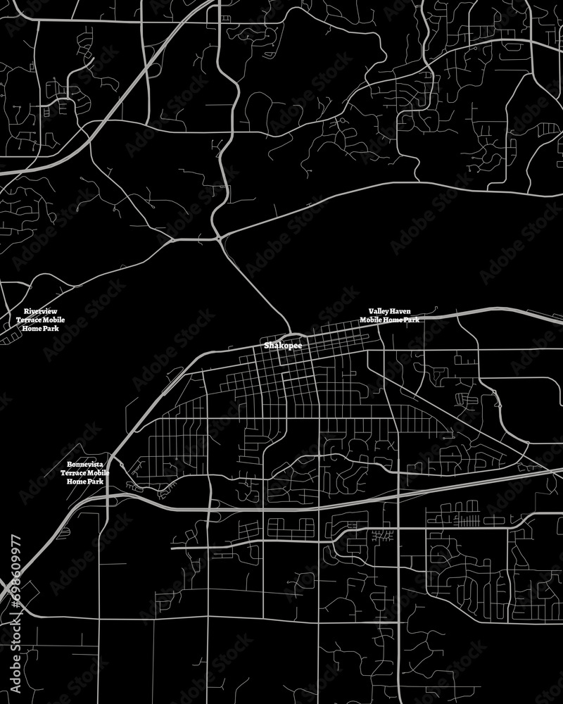 Shakopee Minnesota Map, Detailed Dark Map of Shakopee Minnesota Stock ...