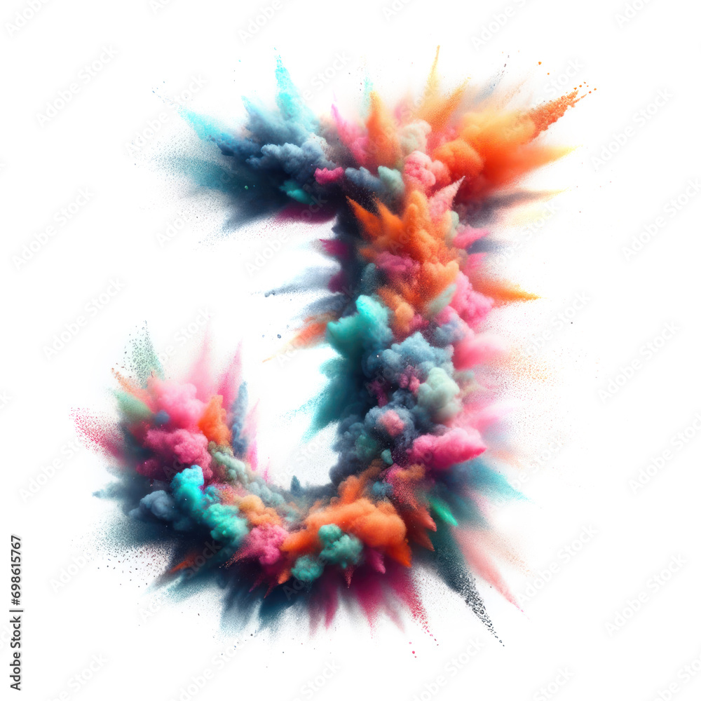 Letter J - Colored powder explosion font isolated on white background ...