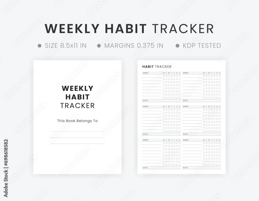 Weekly Habit Tracker Template Printable 7-Day Habit Challenge Book ...