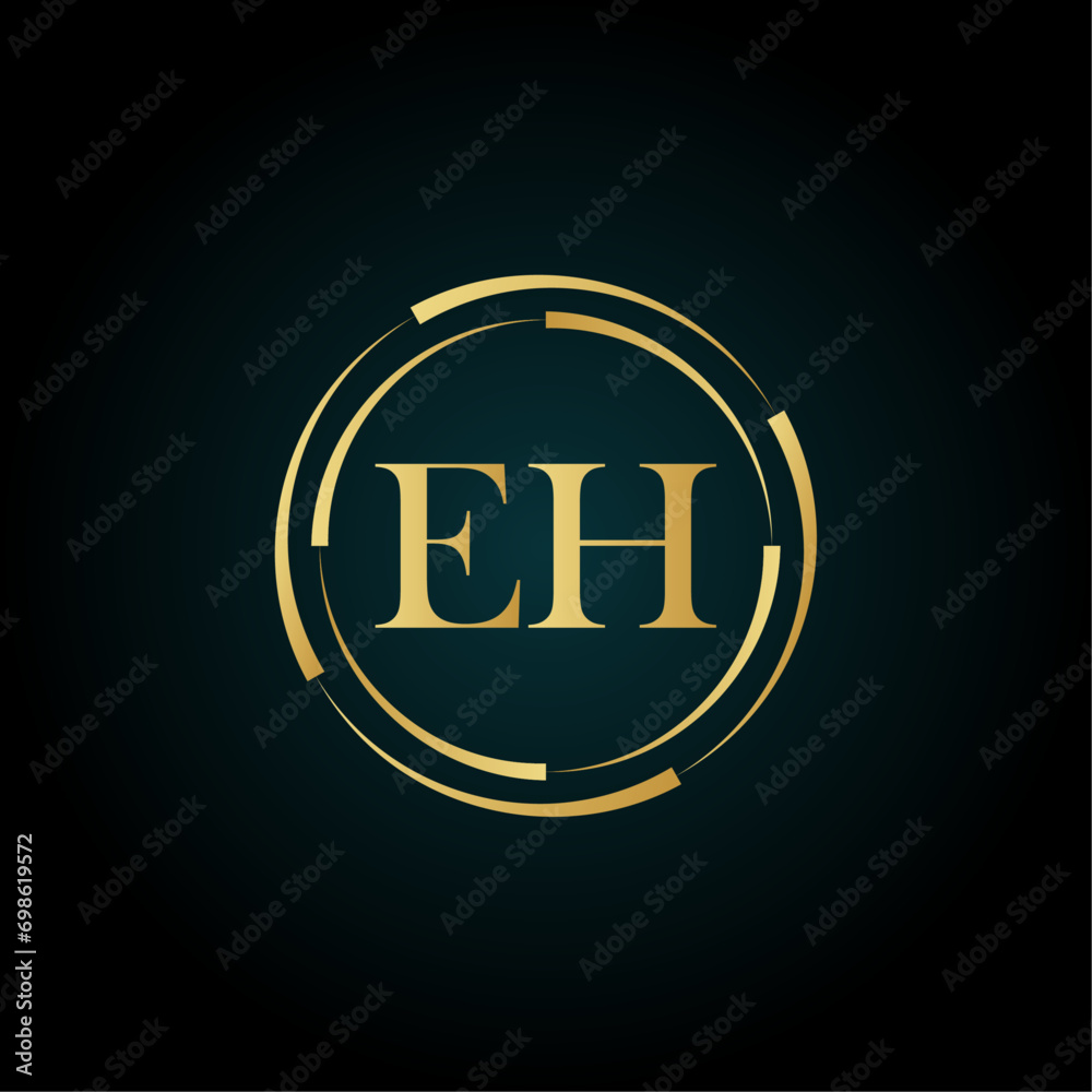 Royal Letter EH Logo Template. EH Luxury golden letter logo. EH letter ...