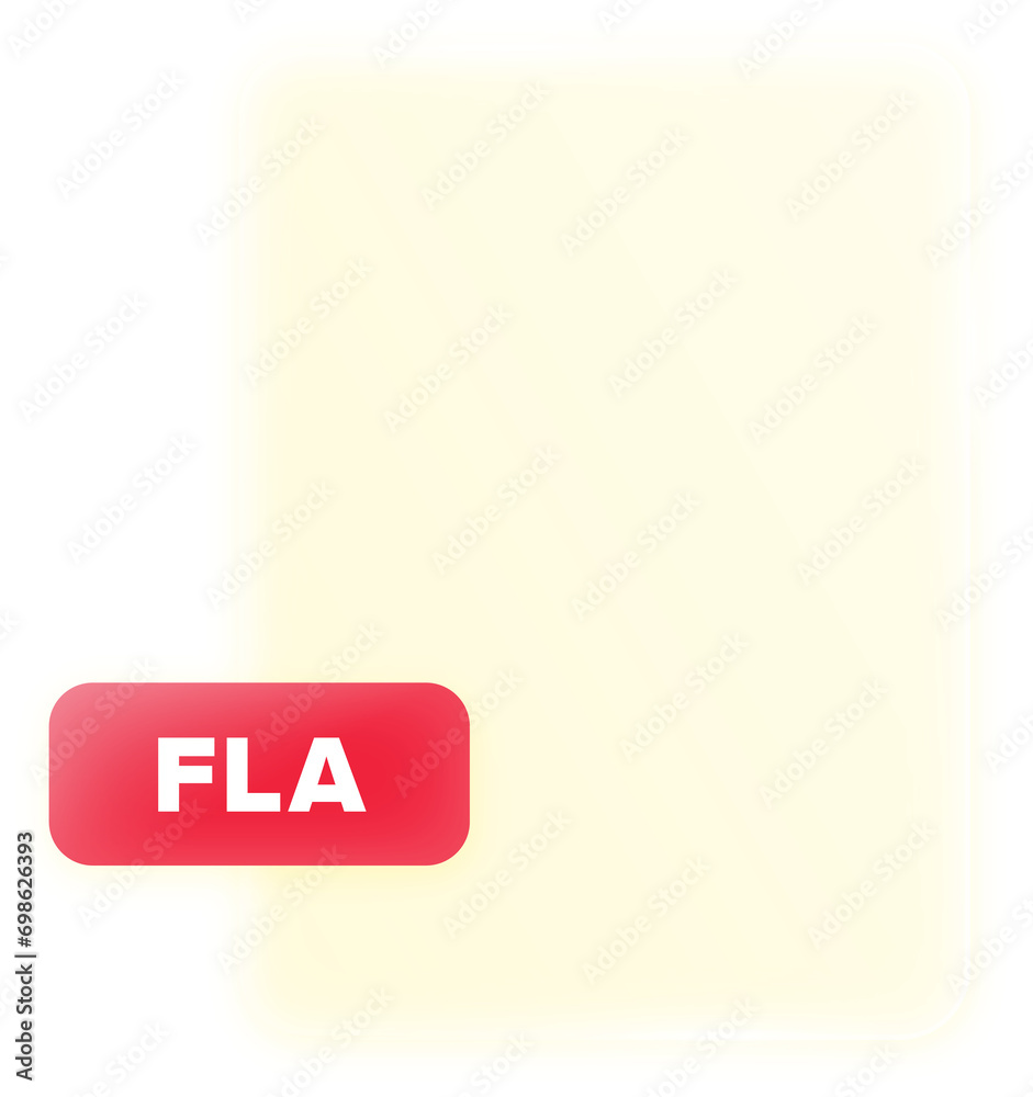 fla file icon glassmorphism style with gradient, blur and transparency ...
