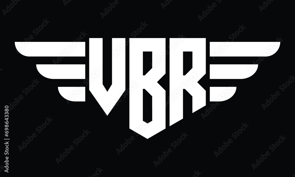 Vecteur Stock VBR three letter logo, creative wings shape logo design ...