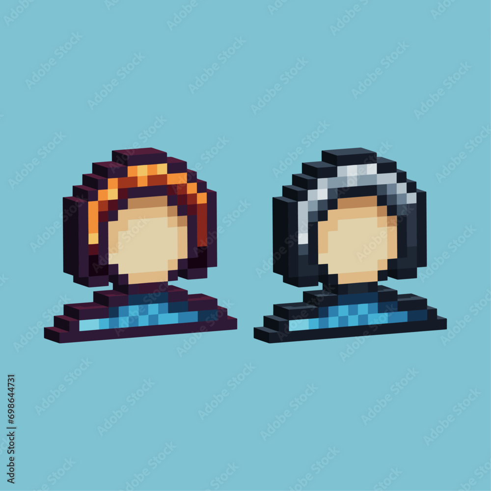 Isometric Pixel art 3d of girl profile icon for items asset. female ...