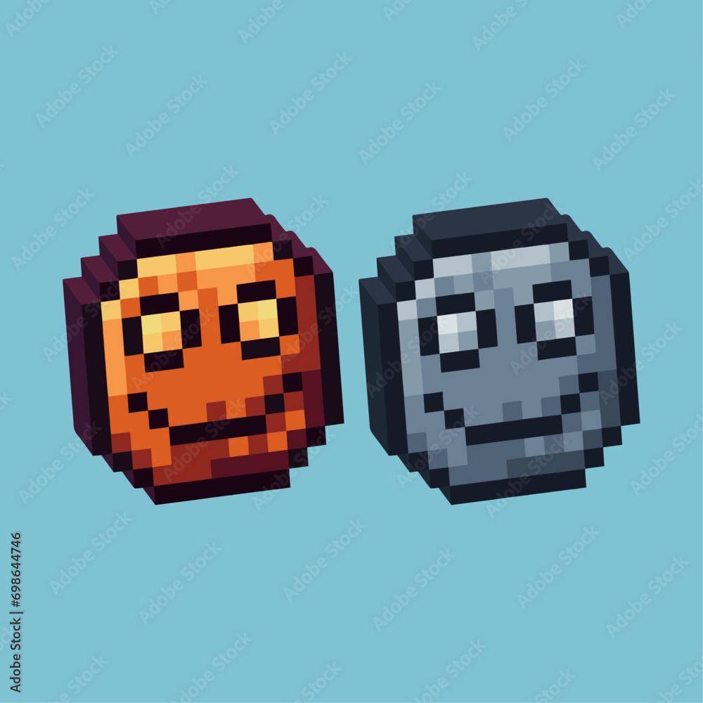 Isometric Pixel art 3d of happy emoticon icon for items asset.happy ...