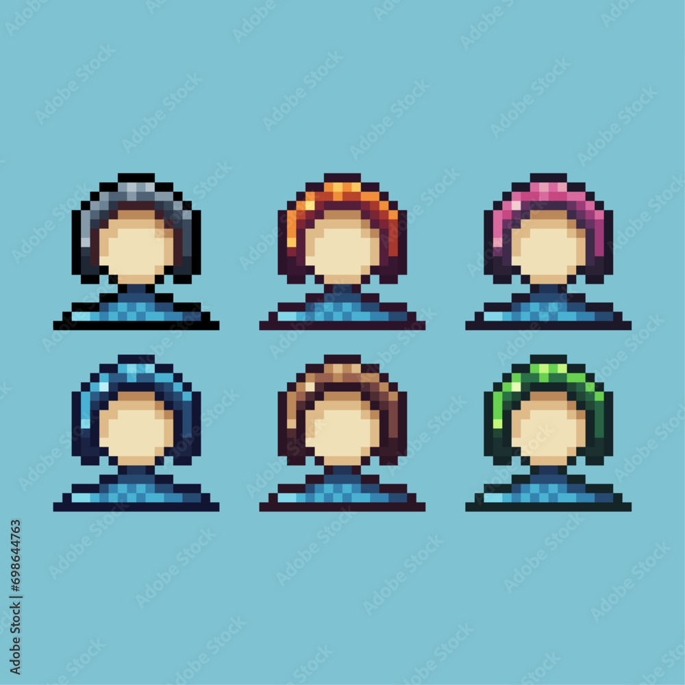 Vecteur Stock Pixel art sets of female profile icon with variation ...