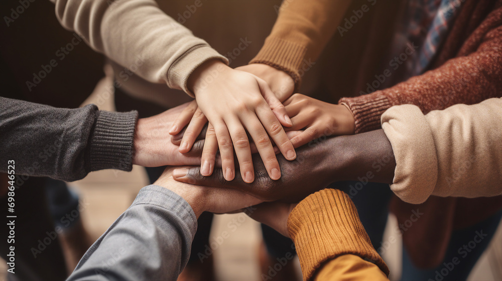 Diverse Multi-Ethnic Hands in Unity: Teamwork and Collaboration Concept ...