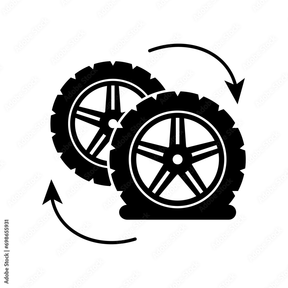 Car wheel changing icon. Wheel tyre service symbol isolated on white ...