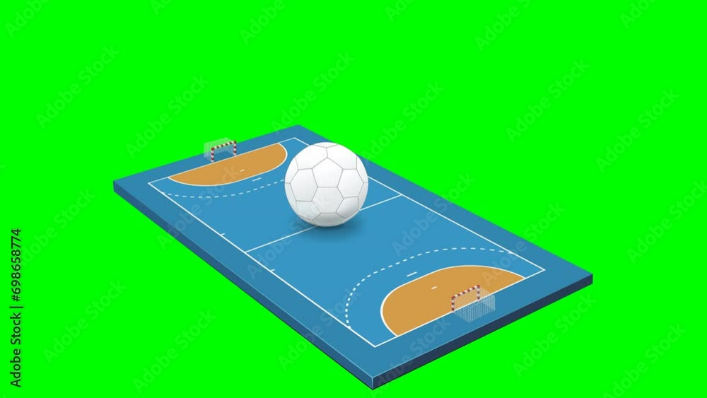 Looped animation of a handball ball bouncing in the middle of a 3d ...