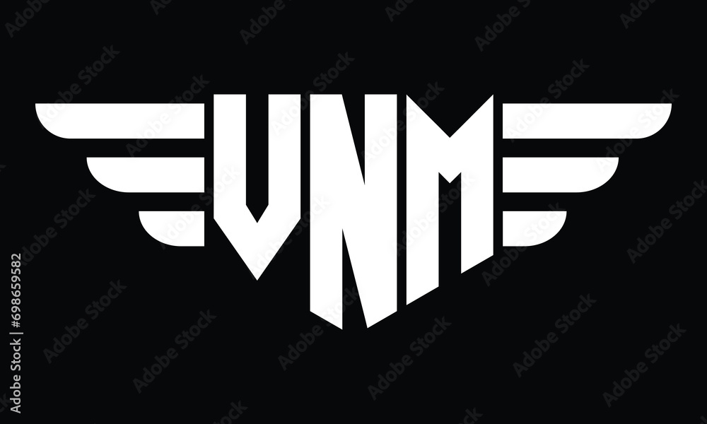 Vecteur Stock VNM three letter logo, creative wings shape logo design ...