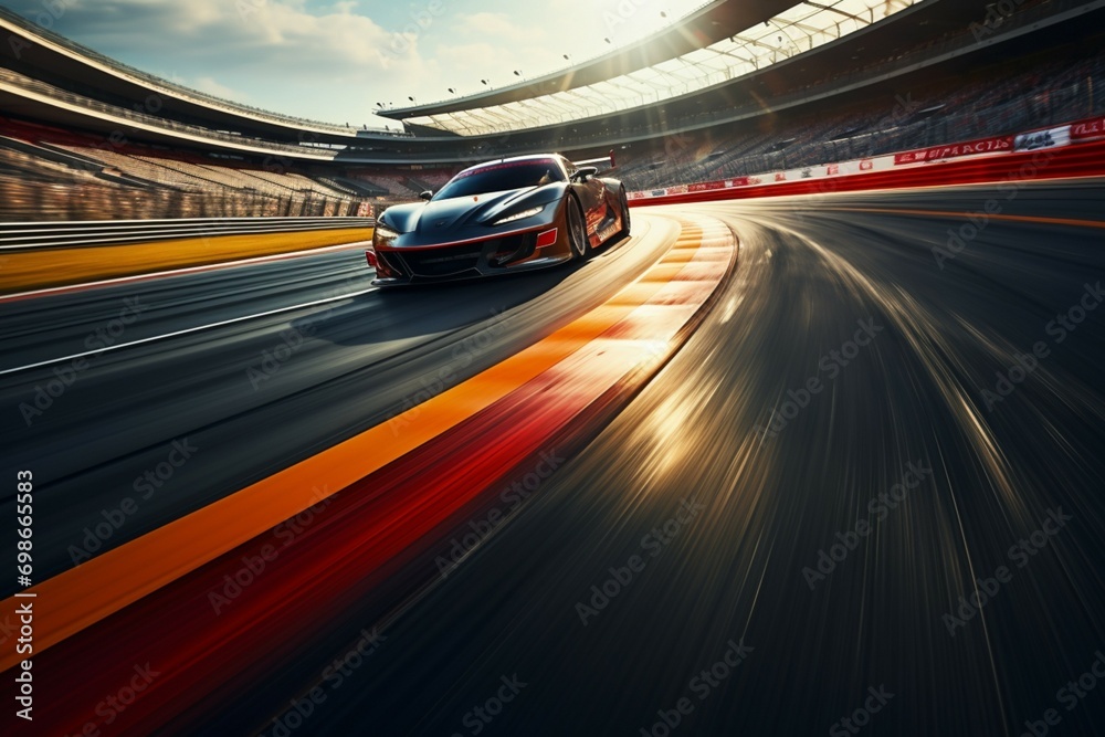 High speed racing track with blurred traffic, conveying the thrill ...