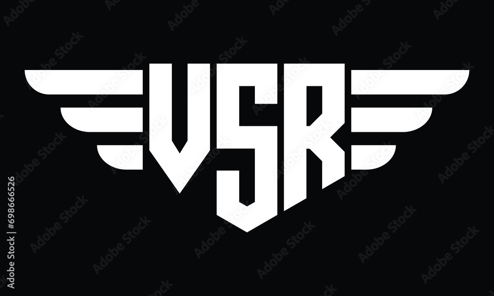 Vecteur Stock VSR three letter logo, creative wings shape logo design ...