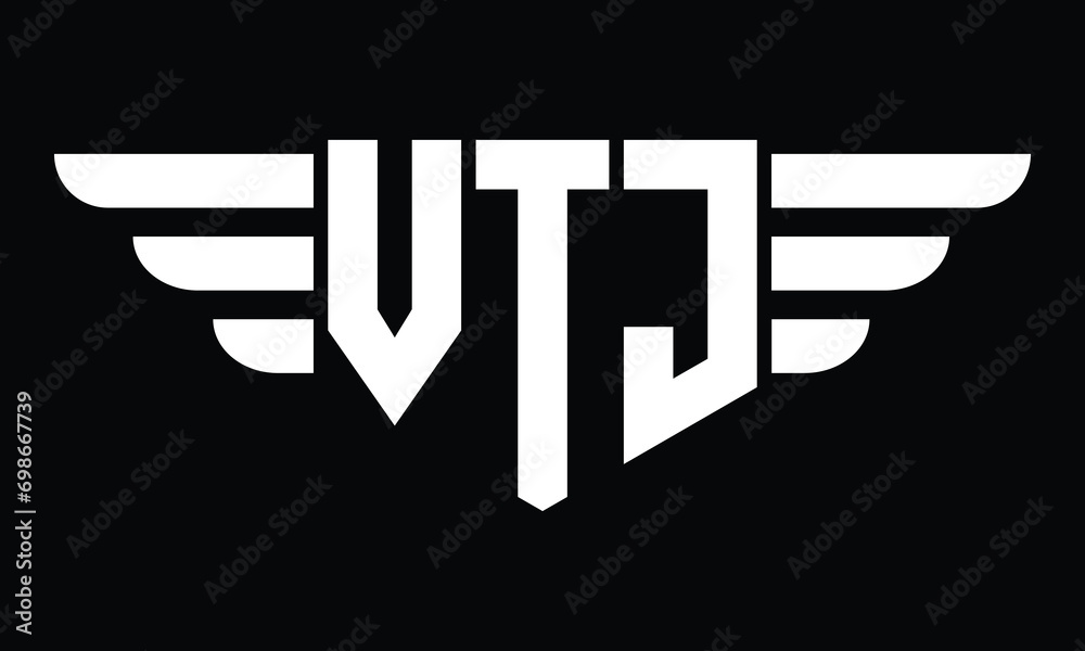 Vecteur Stock VTJ three letter logo, creative wings shape logo design ...