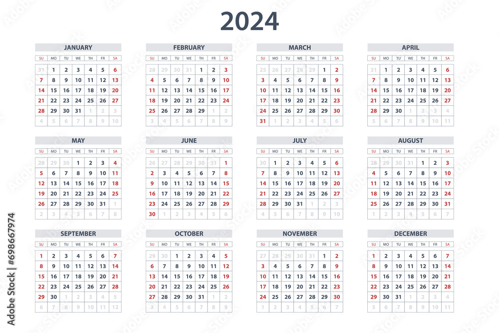 Calendar Planner for 2024. Calendar template for 2024. Corporate and ...